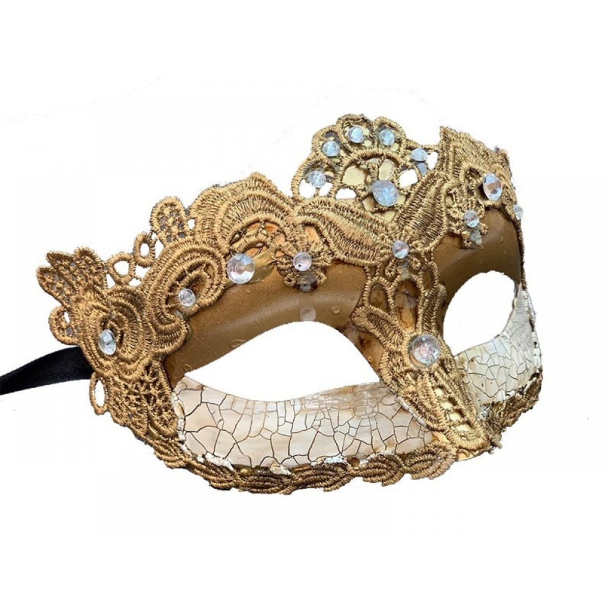 Gold Venetian Mask with Brocade Lace | Party Expert