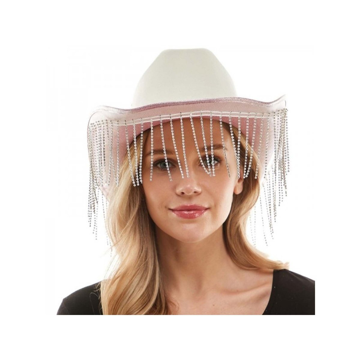 Pink Cowboy Hat with Fringe for Adults | Party Expert