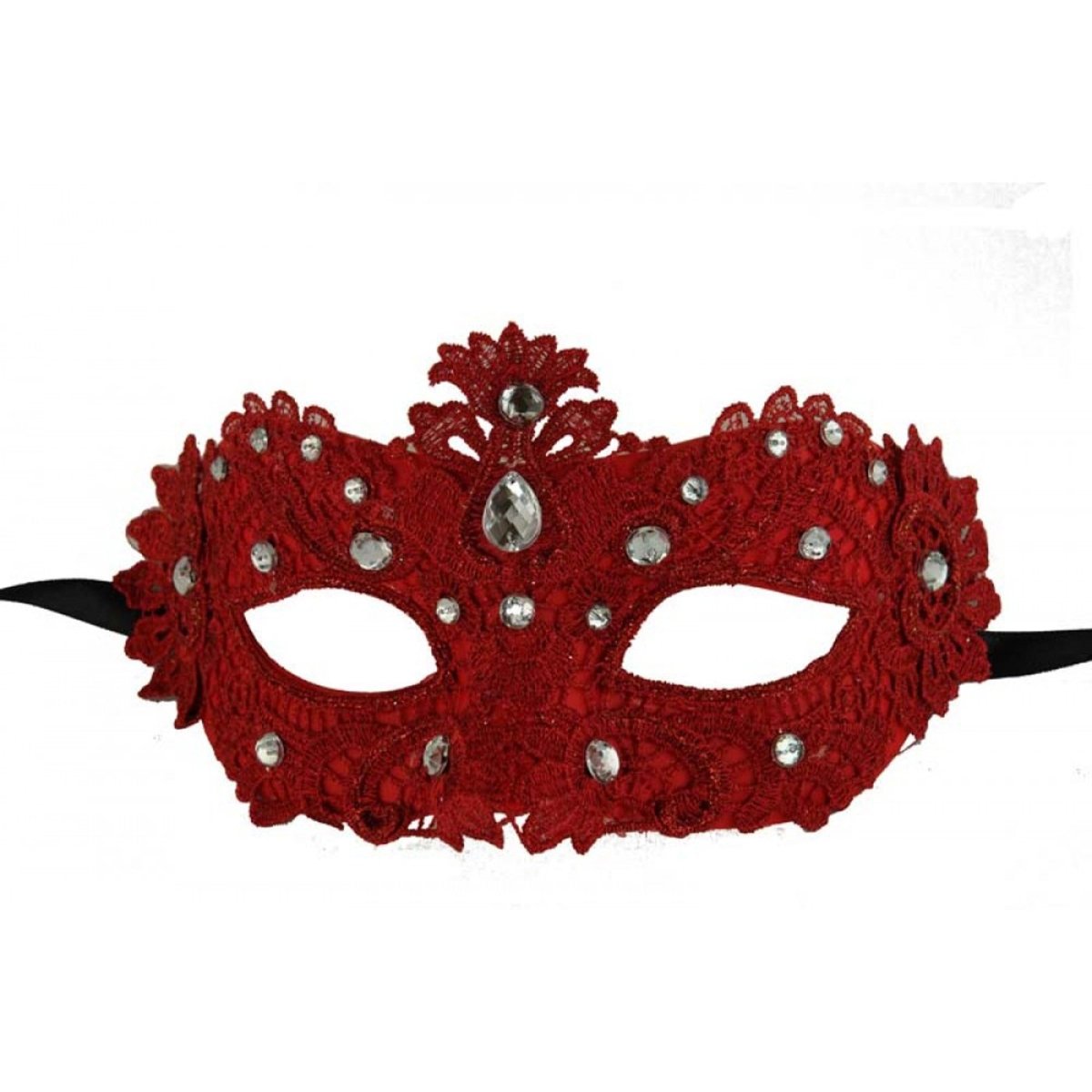 Red Venetian Mask with Brocade Lace | Party Expert