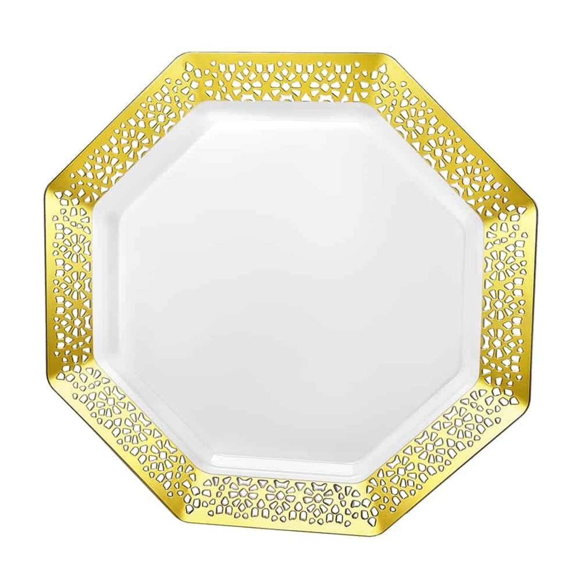 Gold Large Octagon Shaped Lunch Plastic Plates | Party Expert