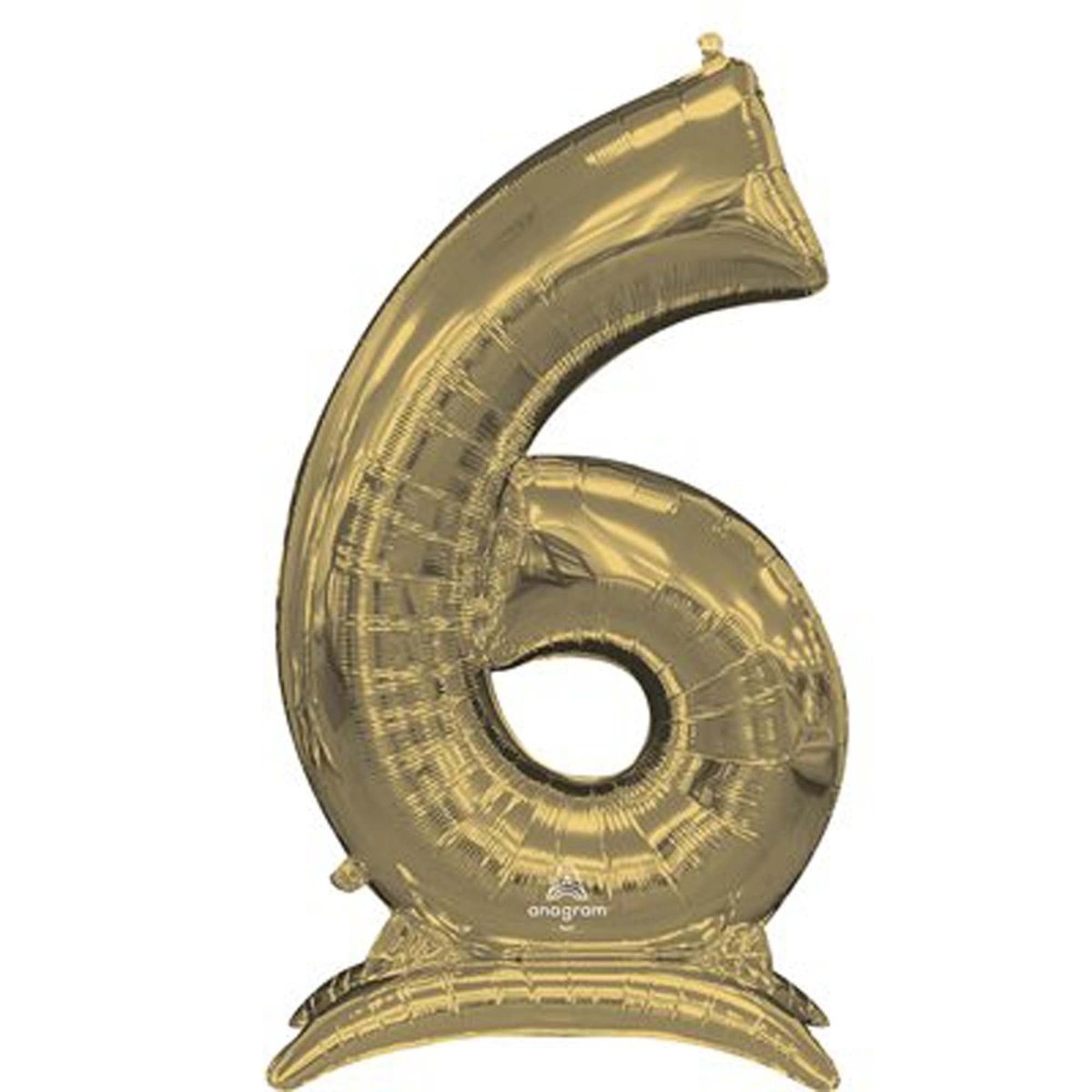 White Gold Number 6 Air-filled Standing Foil Balloon | Party Expert