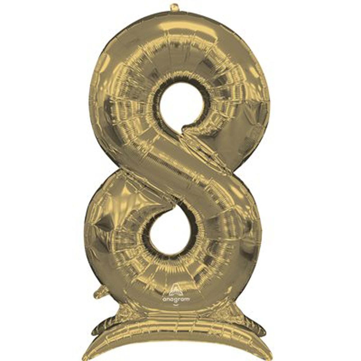 White Gold Number 8 Air-filled Standing Foil Balloon | Party Expert