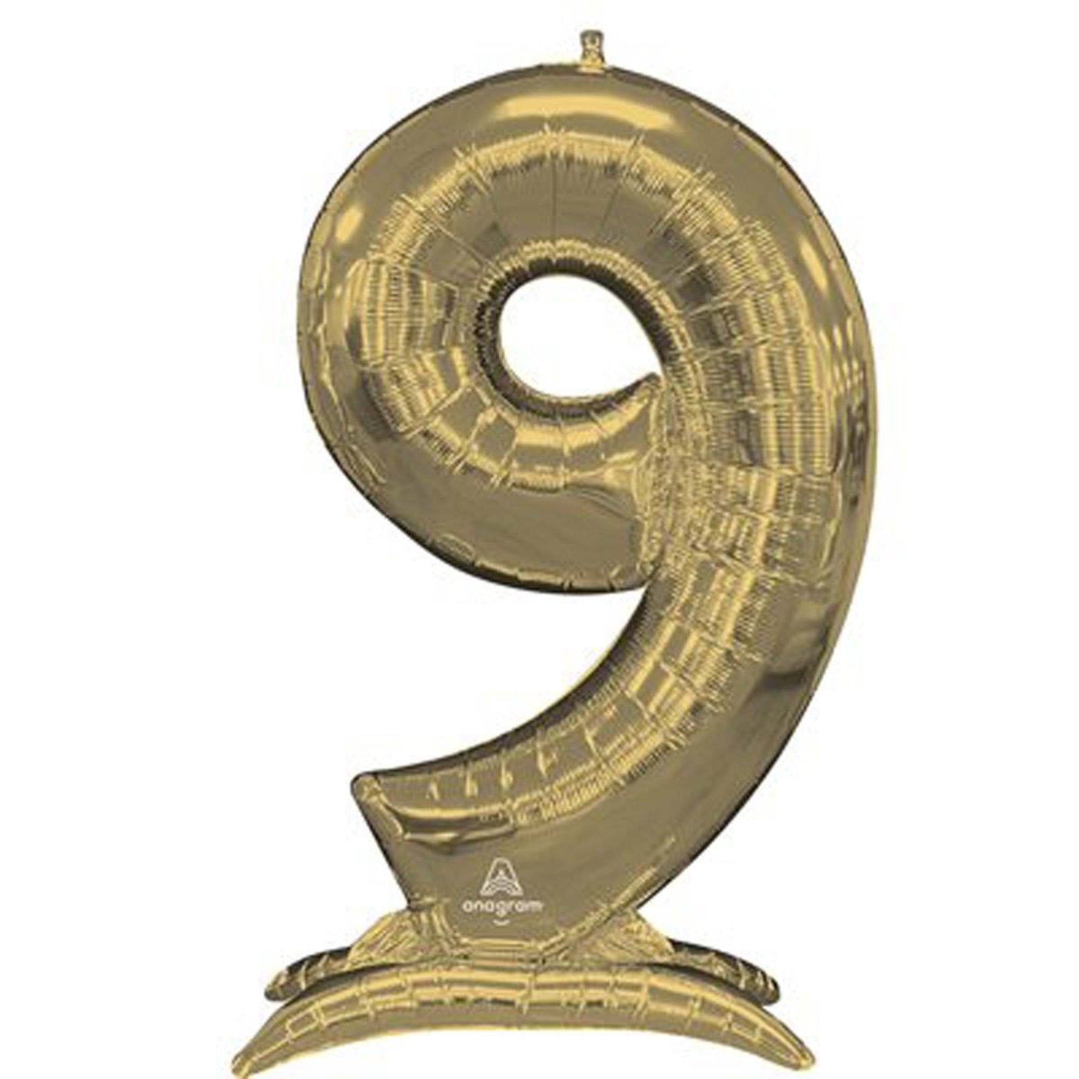 White Gold Number 9 Air-filled Standing Foil Balloon | Party Expert