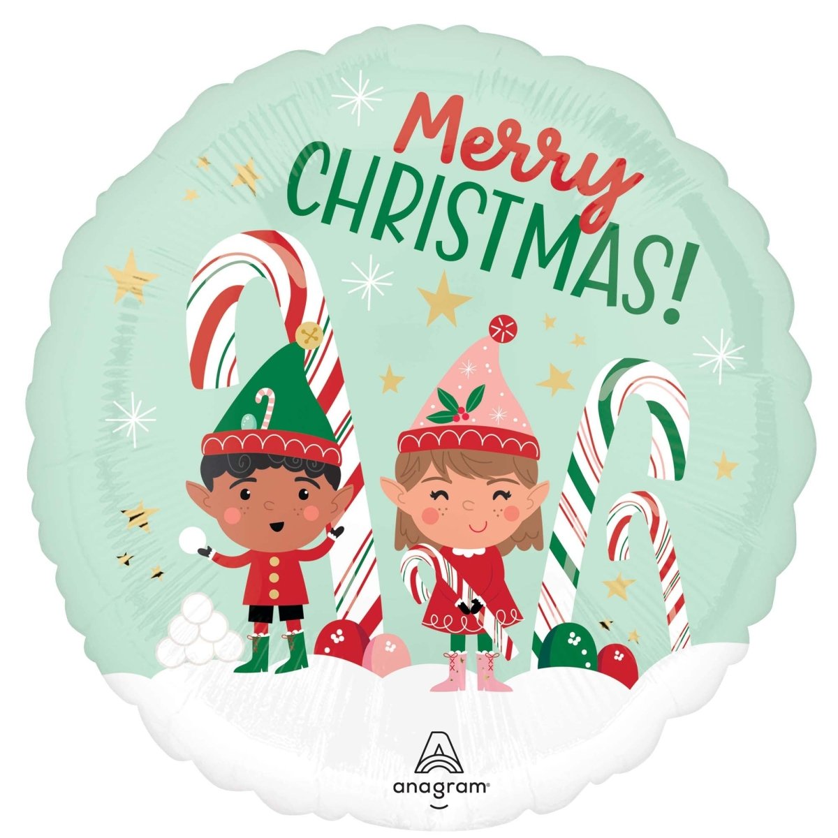 Merry Christmints Candy Cane Round Foil Balloon | Party Expert
