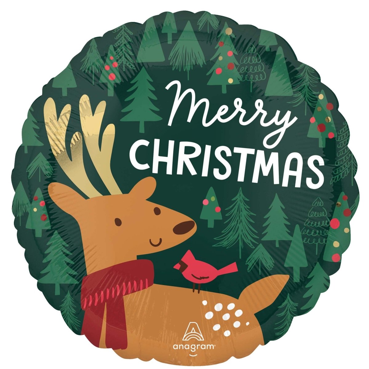 Modern Reindeer Round Foil Balloon, 18 Inches, 1 Count | Party Expert