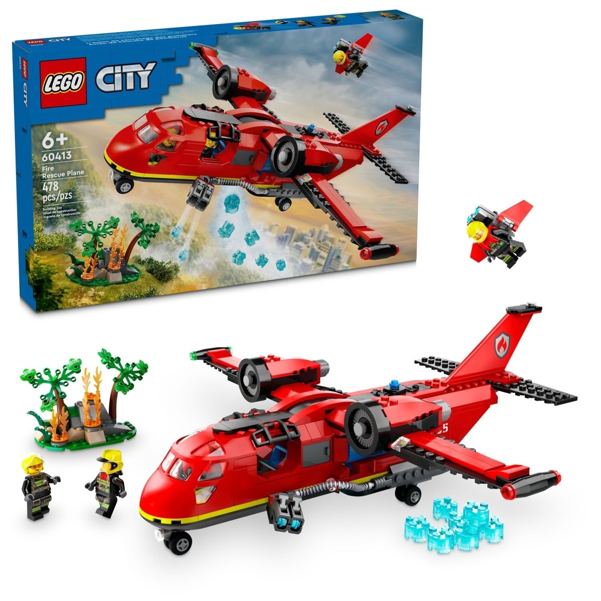 LEGO City Fire Rescue Plane, 60413, Ages 6+, 478 Pieces | Party Expert