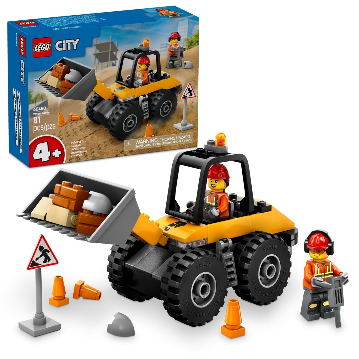 LEGO City Yellow Construction Wheel Loader, 60450 | Party Expert