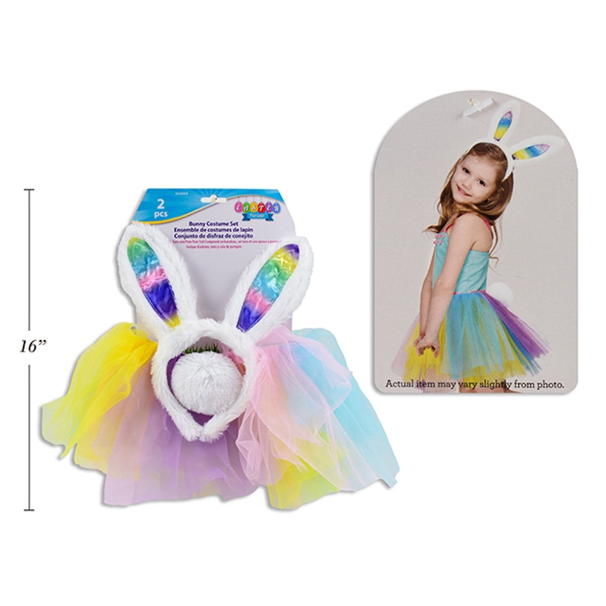 Easter Bunny Costume Set for Kids, Pastel Rainbow | Party Expert