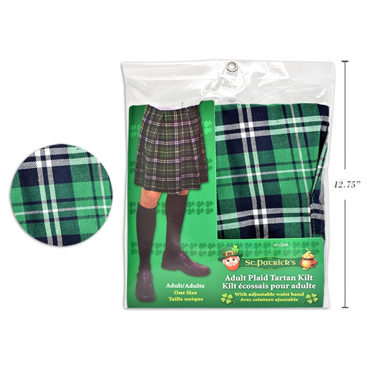 St-Patrick's Day Adjustable Plaid Kilt for Adults | Party Expert