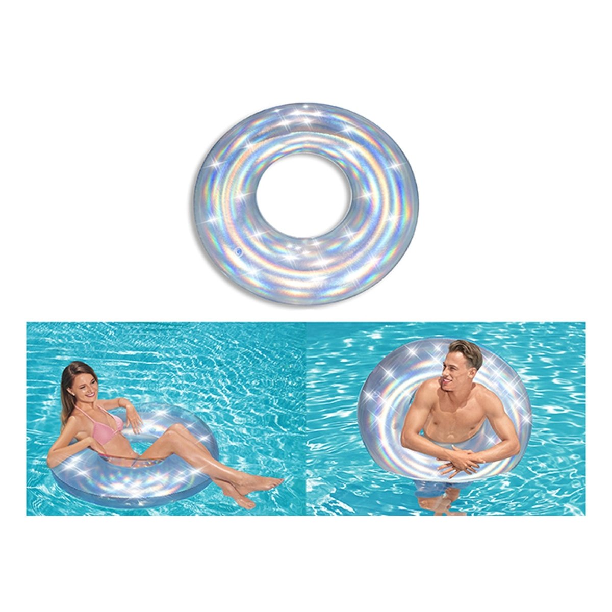 Iridescent Inflatable Swim Ring, 42 Inches | Party Expert
