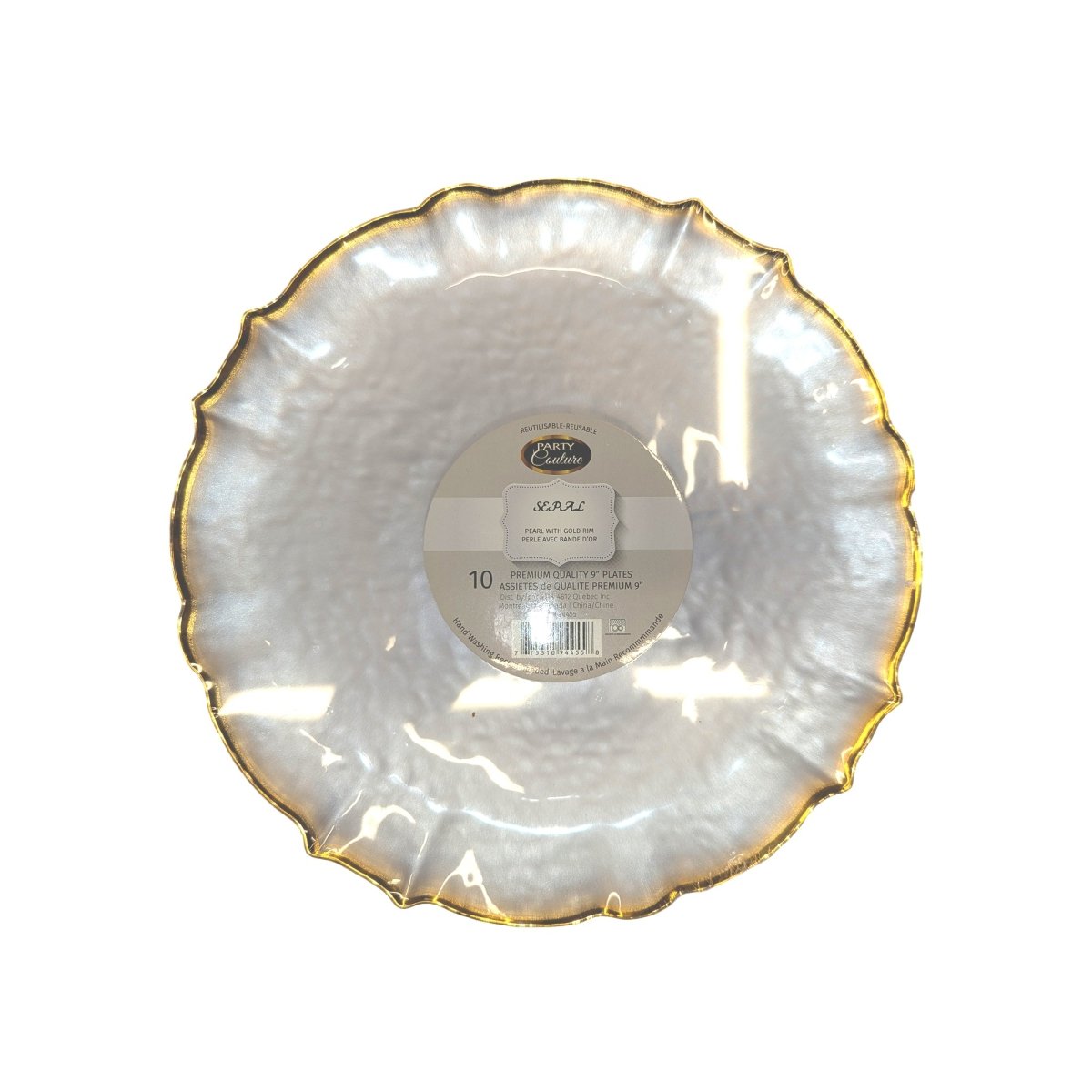 Clear Plear Premium Quality Large Plates with Gold Rim | Party Expert