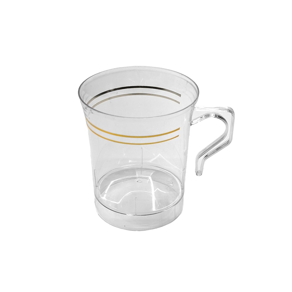 Clear Premium Quality Coffee Cups with Gold Band | Party Expert