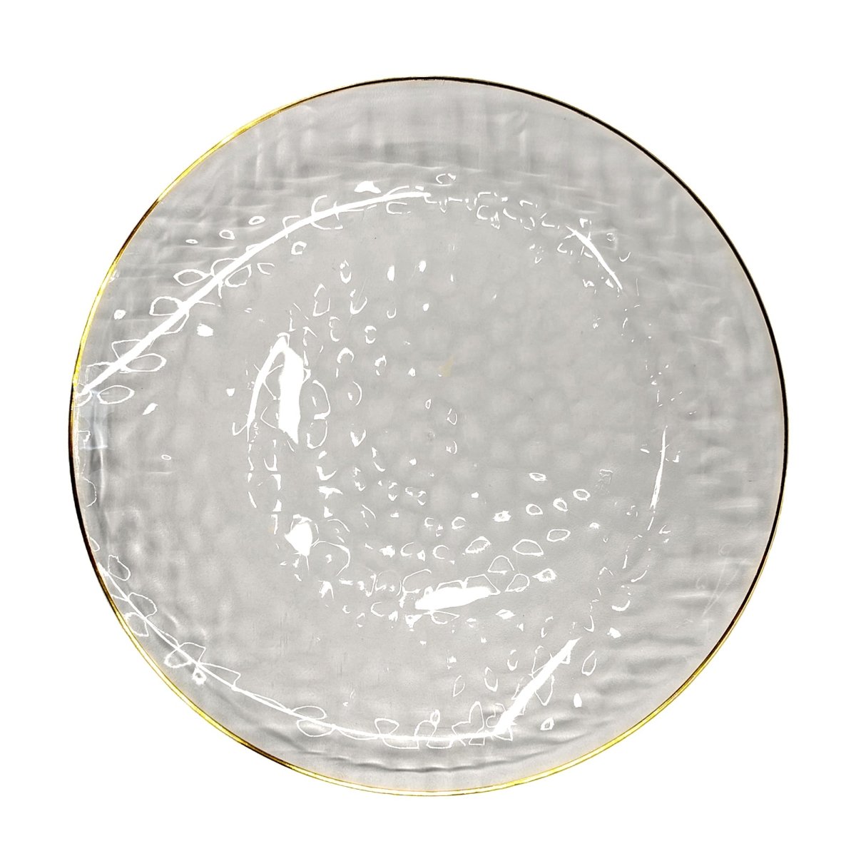 Clear Premium Quality Large Round Plates with Gold Rim | Party Expert
