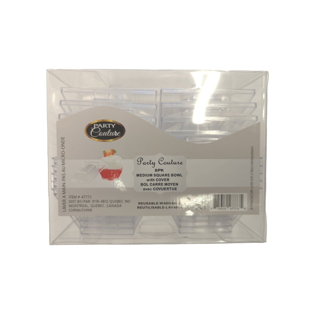 Clear Premium Quality Medium Square Bowls with Covers | Party Expert