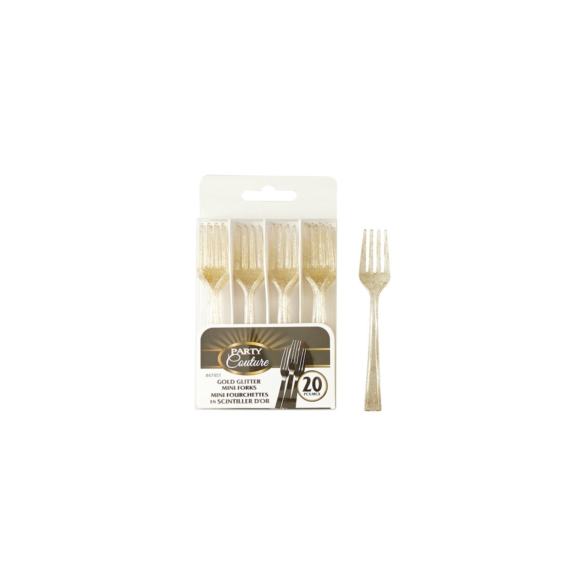 Gold Glitter Premium Quality Mini Forks, 20 Count | Party Expert