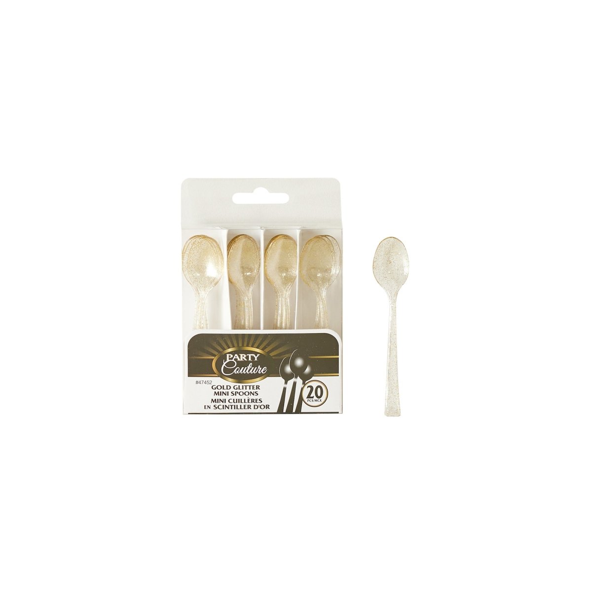 Gold Glitter Premium Quality Mini Spoons, 20 Count | Party Expert