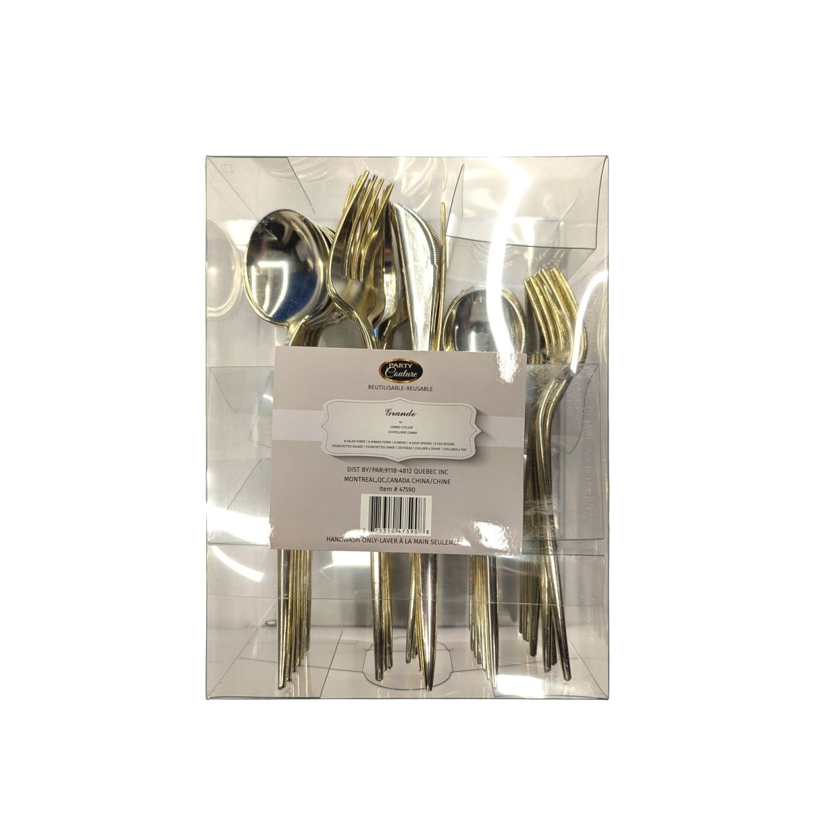 Gold Premium Quality Plastic Assorted Cutlery, 40 Count | Party Expert