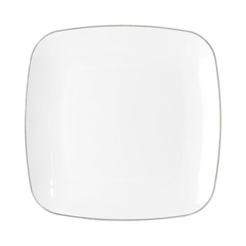 White Premium Quality Large Square Plates with Silver Rim | Party Expert