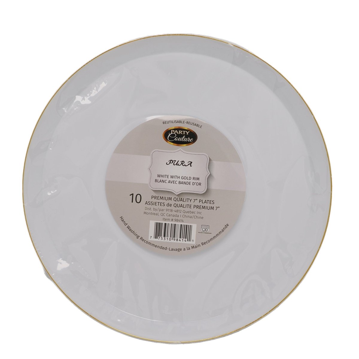White Premium Quality Dessert Plates with Gold Rim | Party Expert