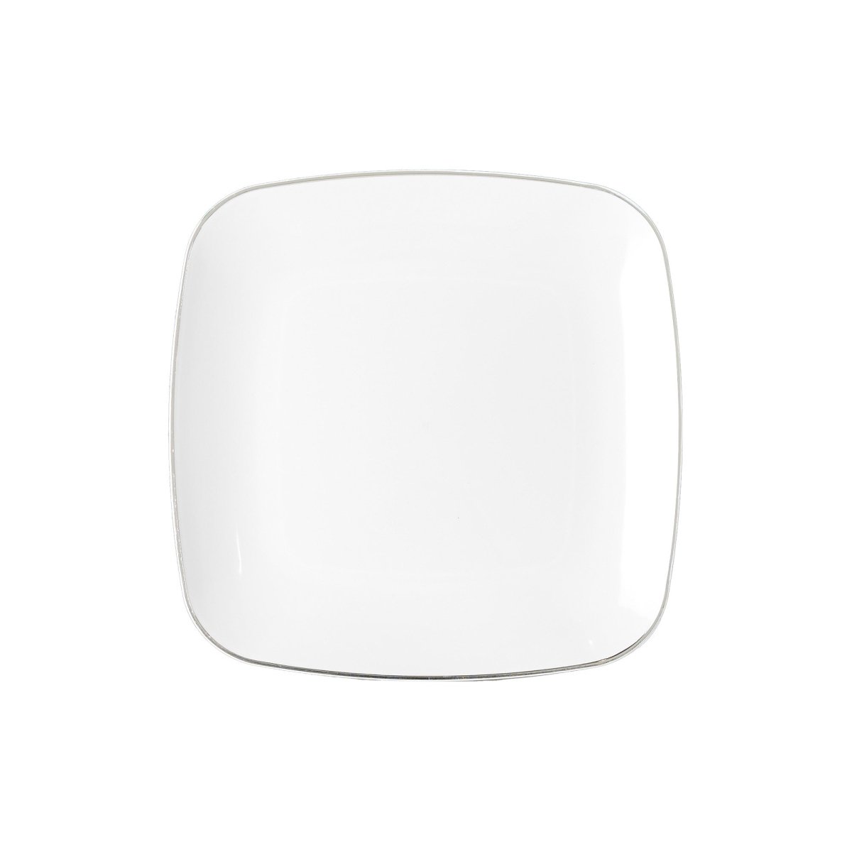 White Premium Quality Small Square Plates with Silver Rim | Party Expert
