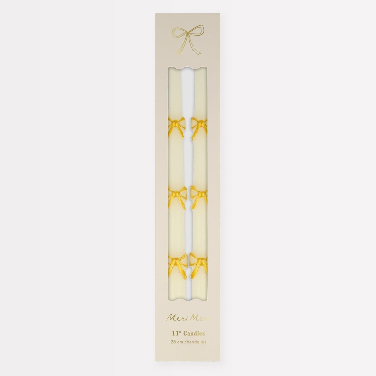 Gold Bow Taper Candles, 2 Count | Party Expert