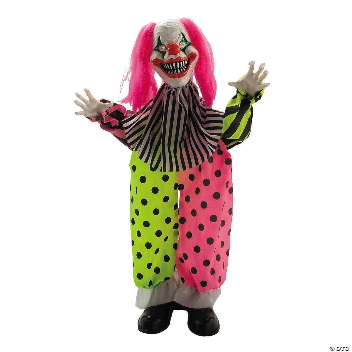 Animated Pink Hair Clown Animatronic, 35 Inches | Party Expert