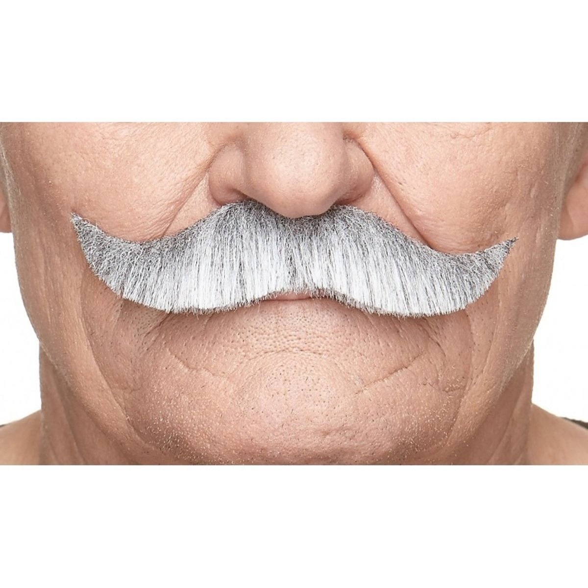 Grey and White Handlebar Mustache | Party Expert