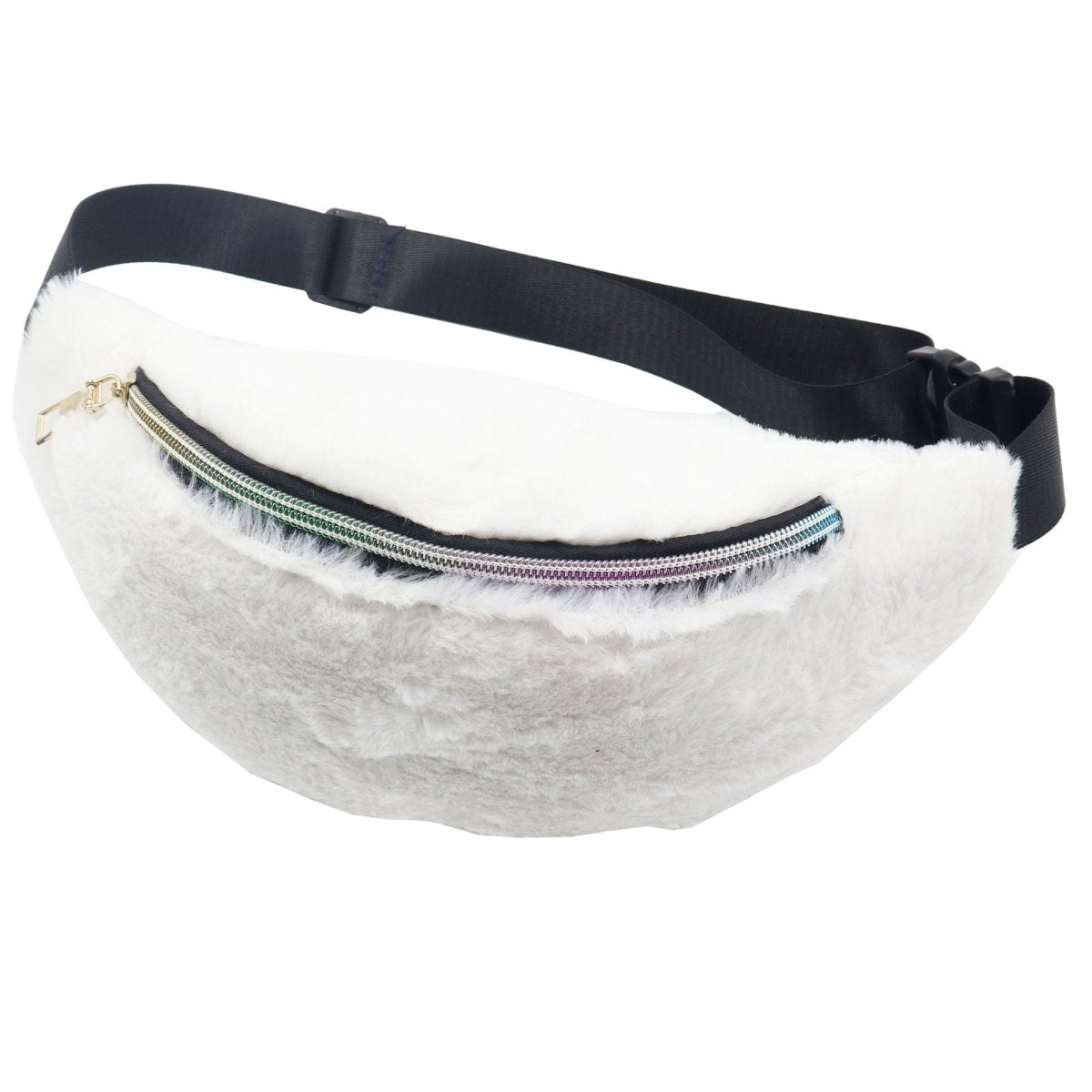 White Faux Fur Fanny Pack for Adults | Party Expert