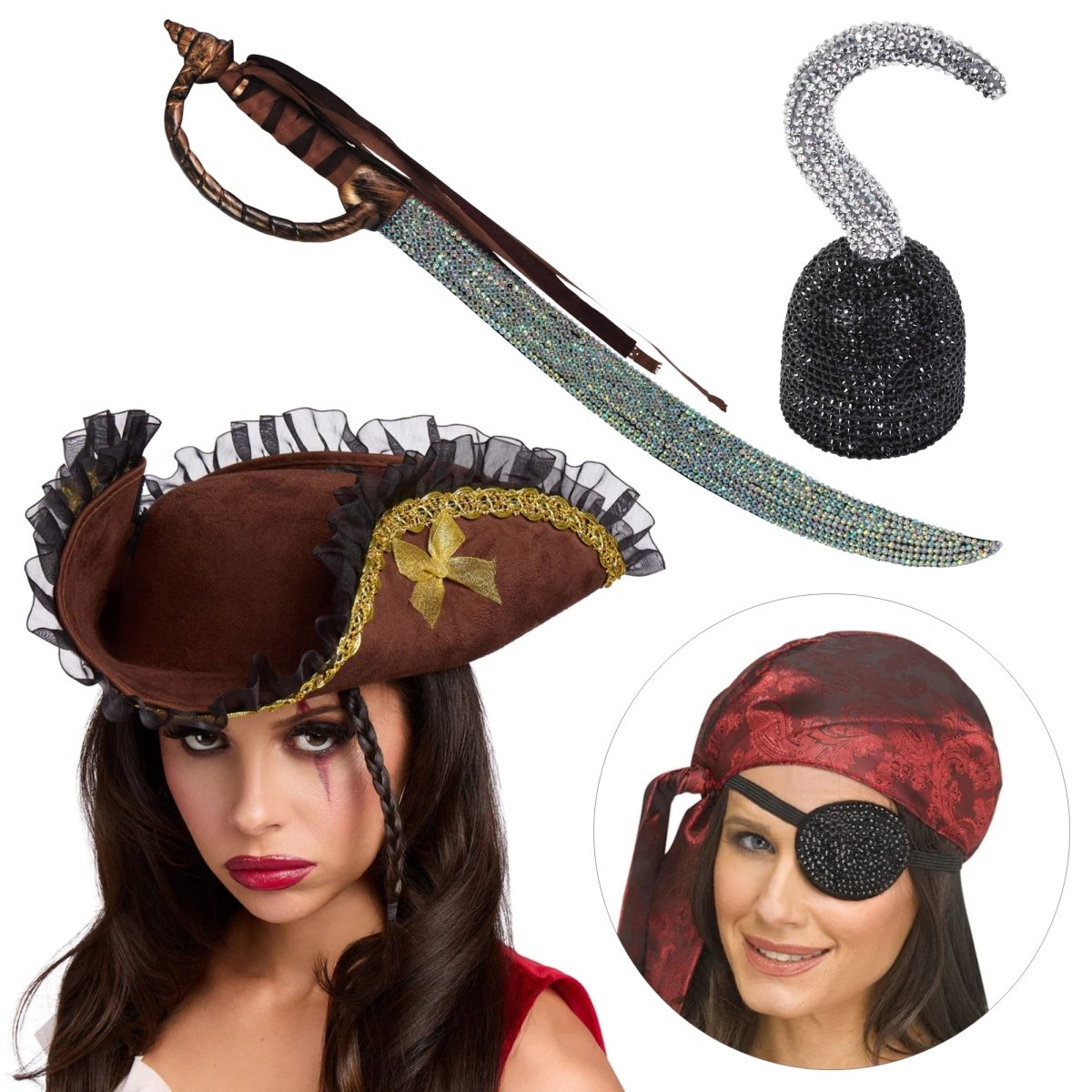 Bling Pirate Costume Accessory Kit for Adults | Party Expert