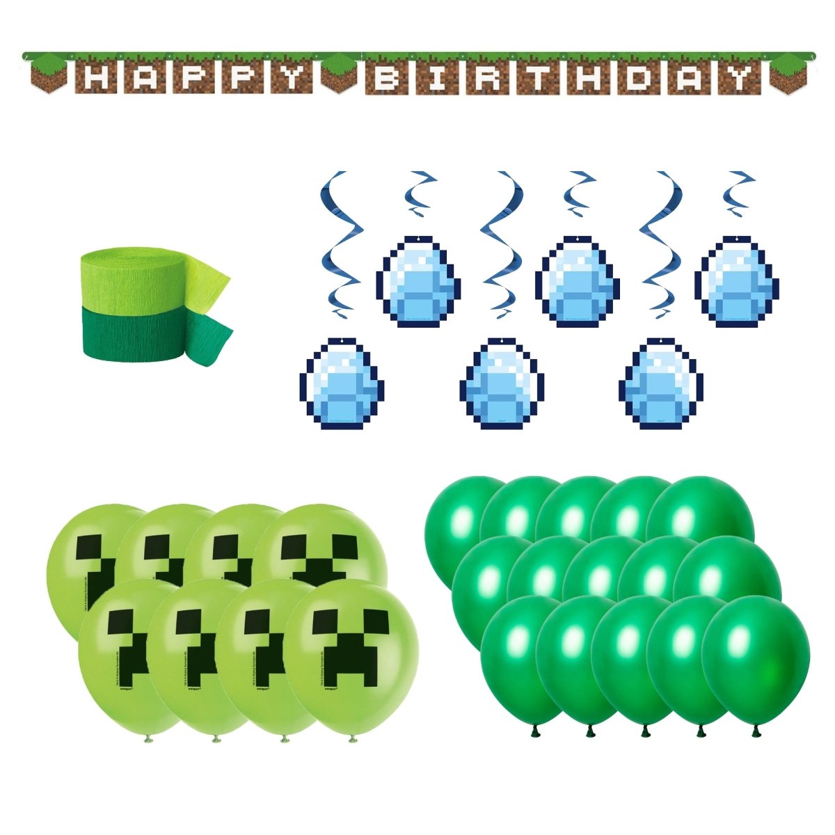 Minecraft Basic Decoration Party Supplies Kit, 8 Guests | Party ...