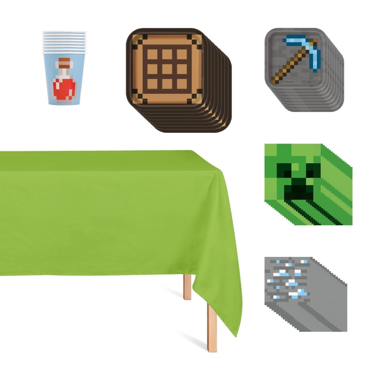 Minecraft Basic Tableware Birthday Party Supplies Kit | Party Supplies ...