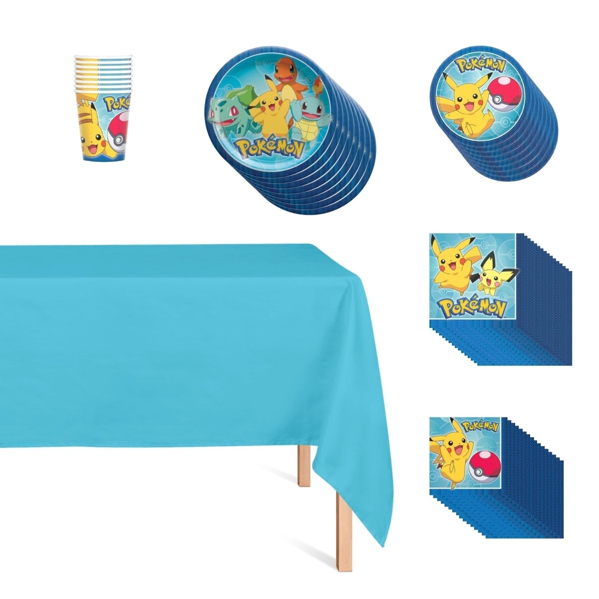 Pokémon Basic Tableware Birthday Party Supplies Kit | Party Expert