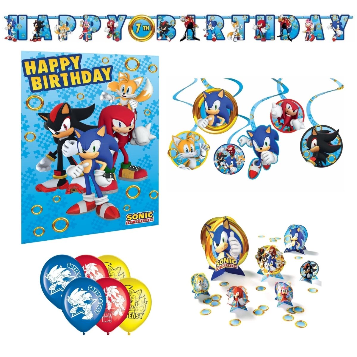 Sonic Basic Decoration Party Supplies Kit, 8 Guests | Party Expert