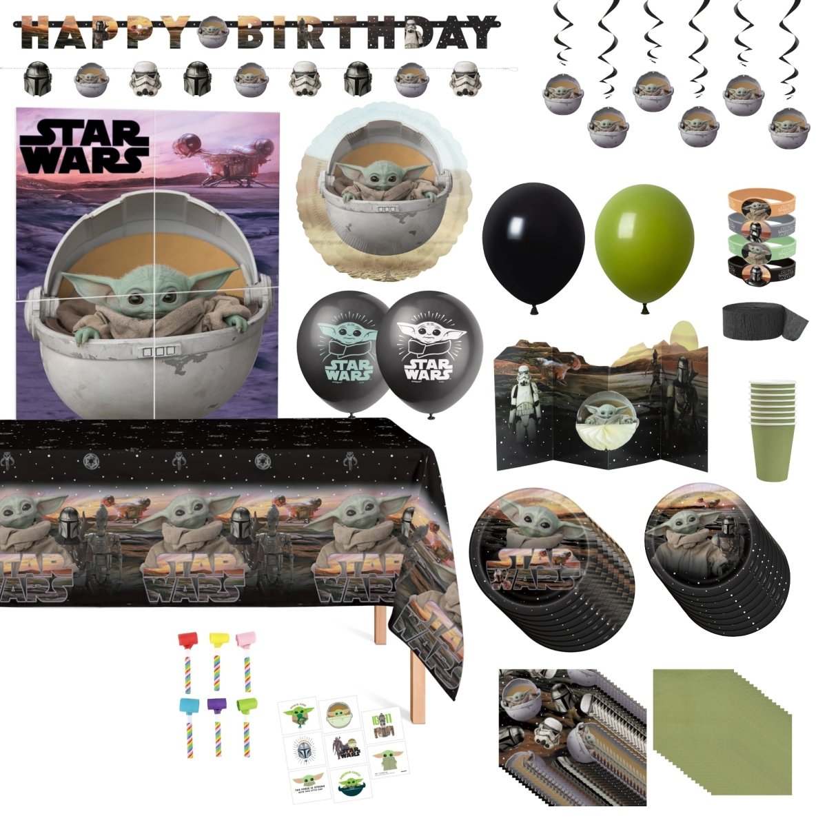 Star Wars The Mandalorian Grogu Ultimate Birthday Party Supplies Kit ...