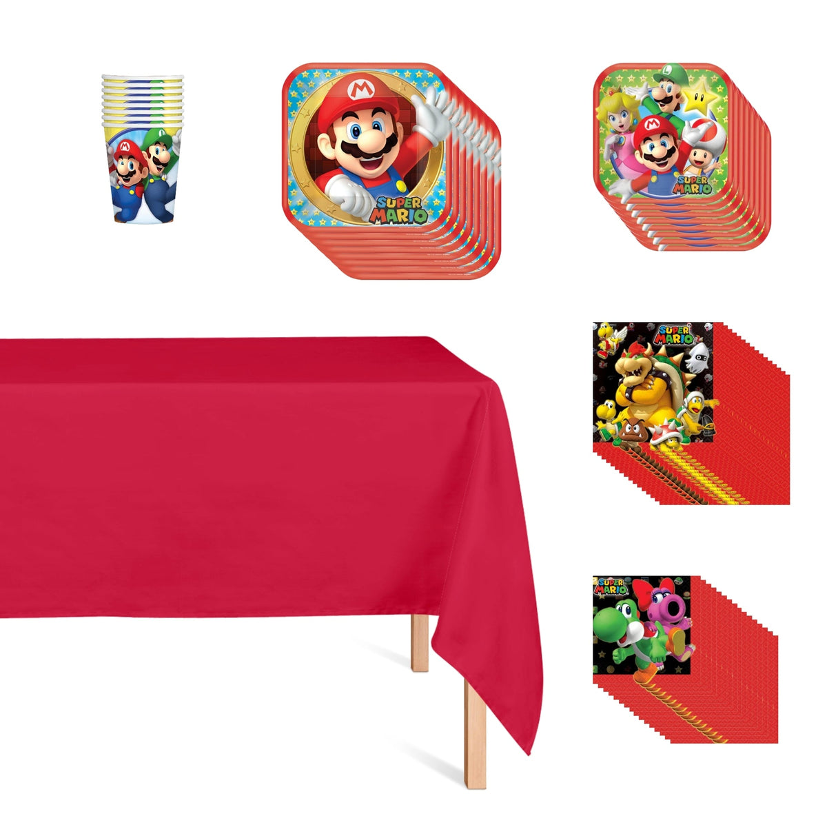 Super Mario Bros Basic Tableware Birthday Party Kit Party Supplies