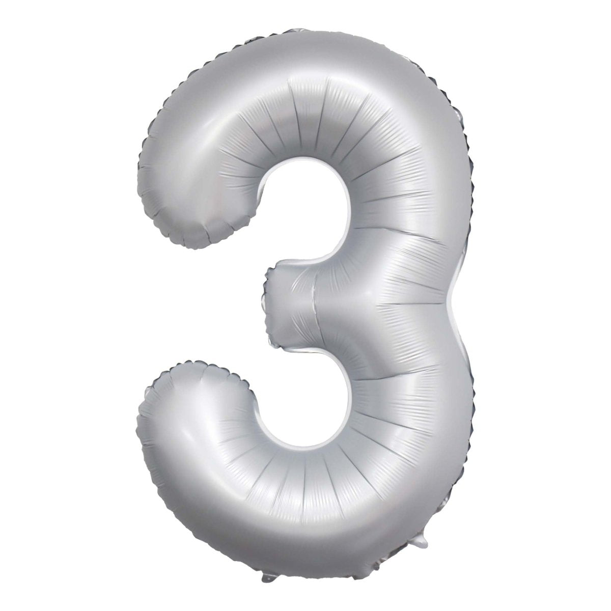 Frosty White Number 3 Foil Balloon, Matte Finish | Party Expert