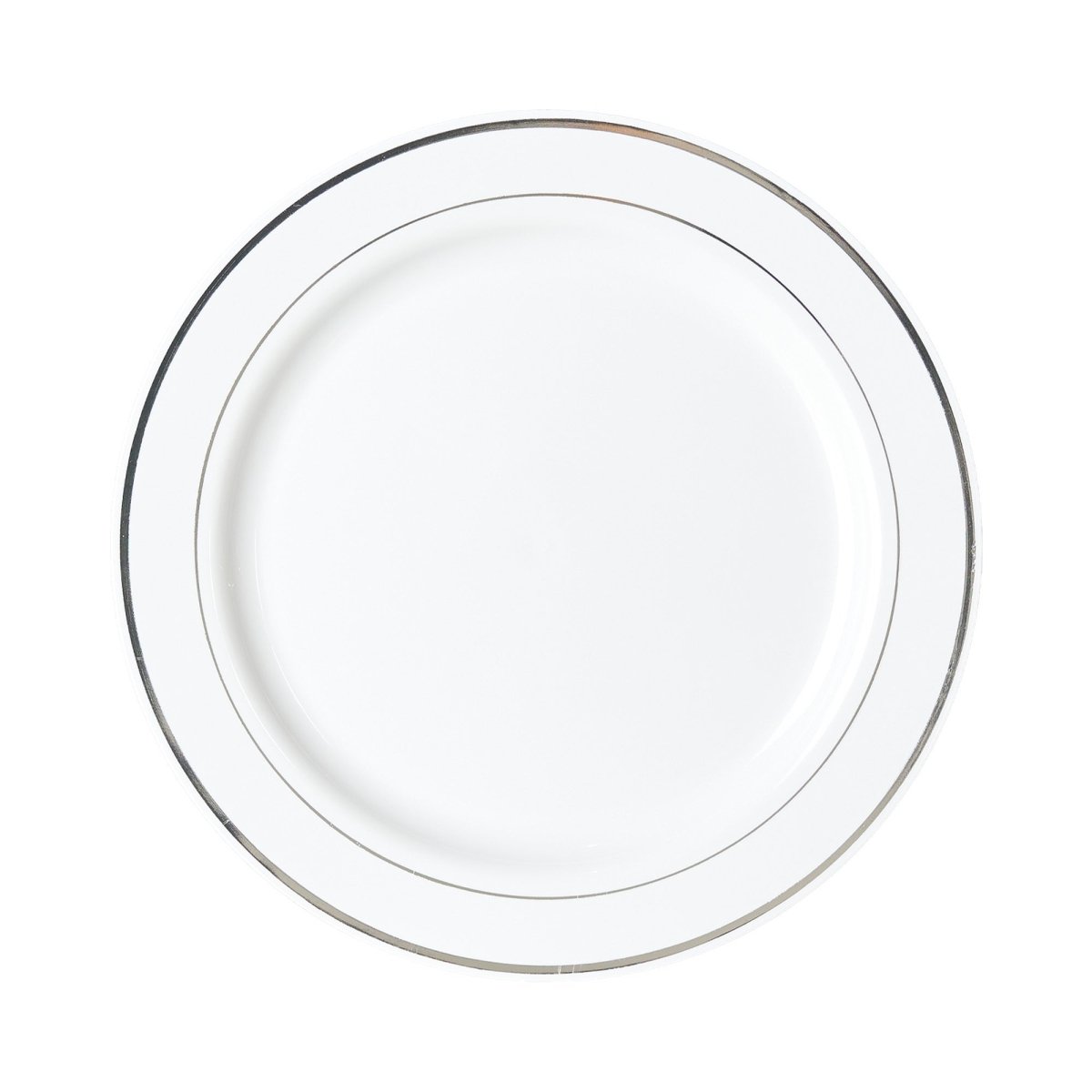 White Plates with Silver Hot Stamp, 10 Inches, 8 Count | Party Expert