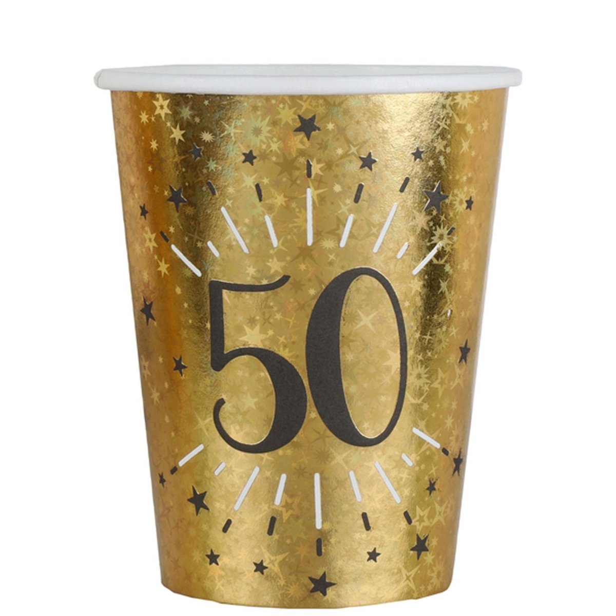 Gold 50th Birthday Party Paper Cups, 9 Oz, 10 Count | Party Expert