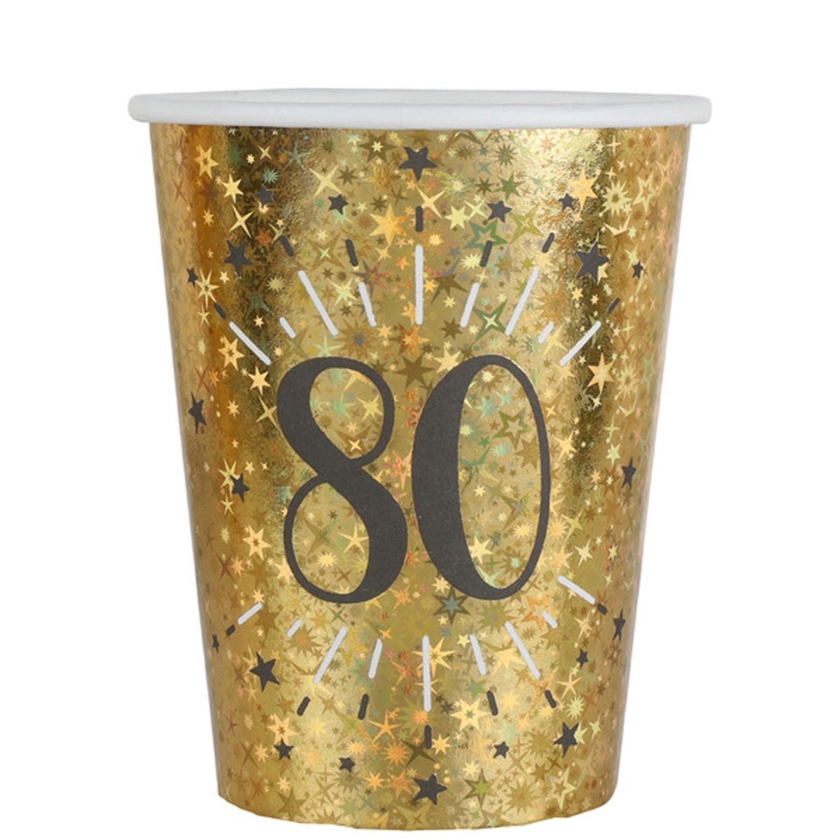Gold 80th Birthday Party Paper Cups, 9 Oz, 10 Count | Party Expert