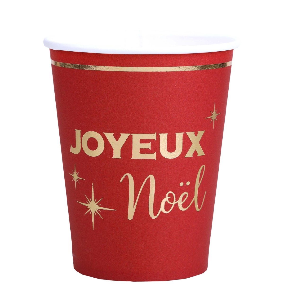Noël Chic Paper Cups, Red and Gold, 9 Oz, 10 Count | Party Expert
