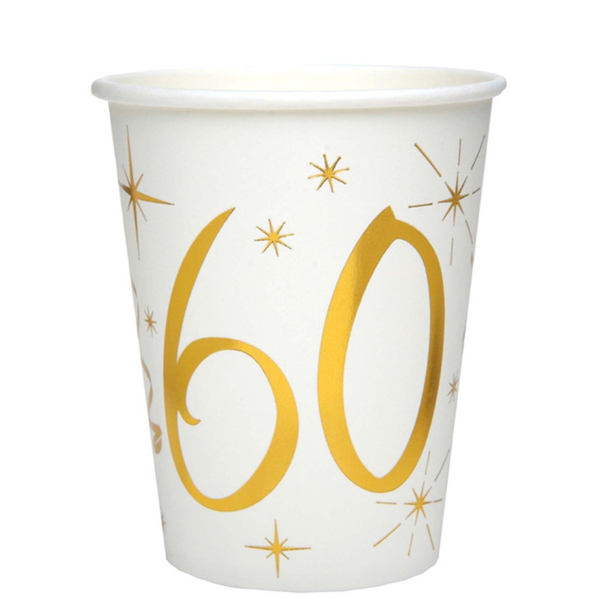 Starry Golden Age 60th Birthday Paper Cups, 9 Oz | Party Expert