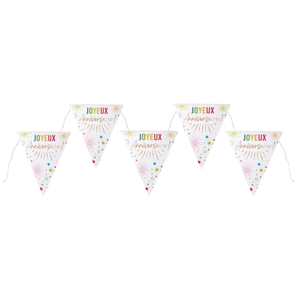 Bannière à drapeau Joyeux Anniversaire Blanc | Party Expert