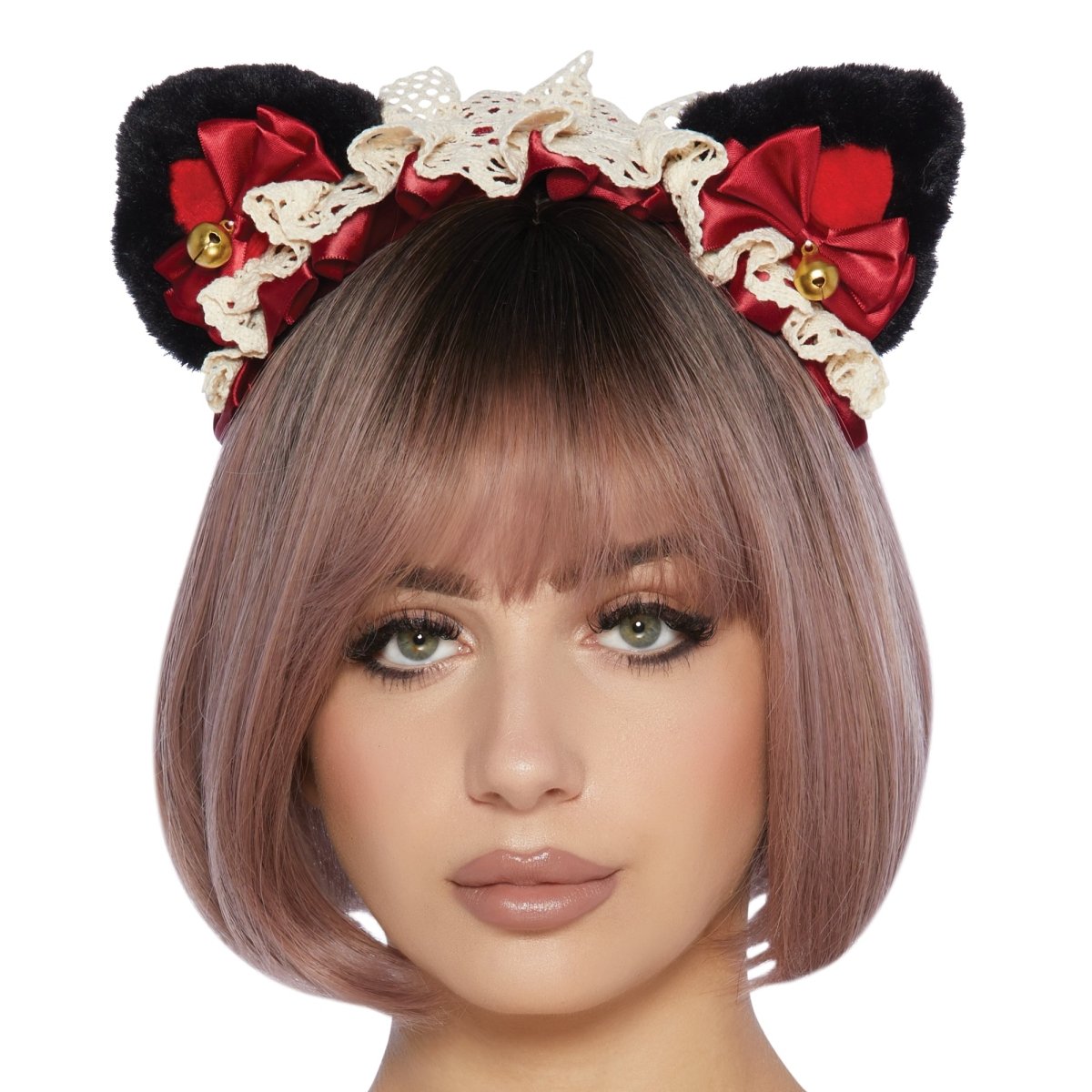 Black and Red Ears Headband with Lace for Adults | Party Expert