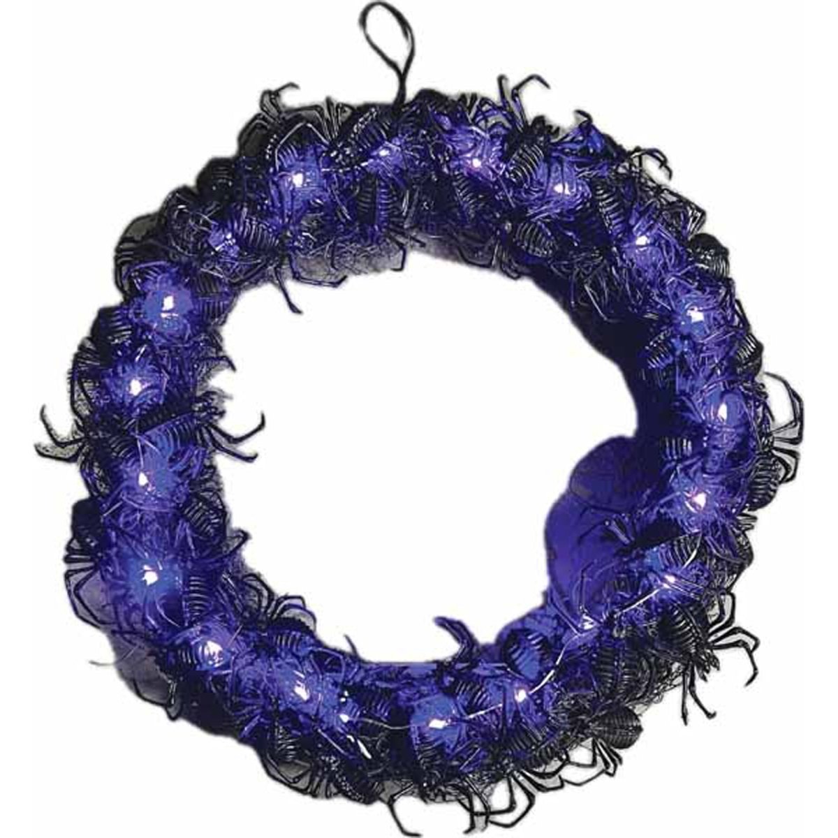 Wreath with Spiders Light-Up, 15 Inches, 1 Count | Party Expert