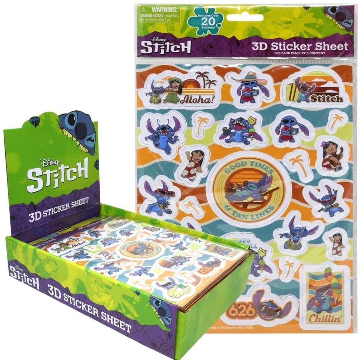 Stitch 3D Stickers Sheet, Disney, 1 Count | Party Expert