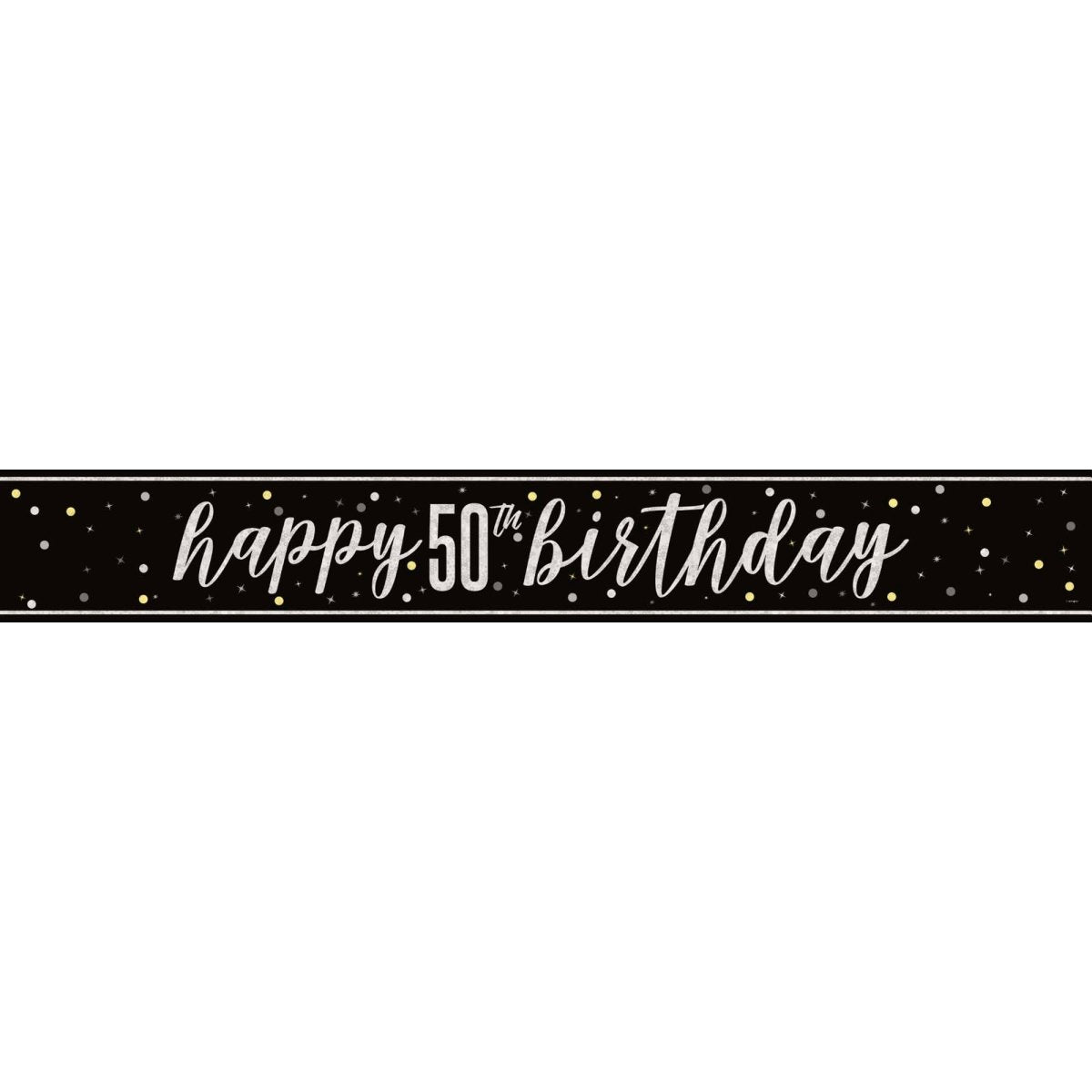Black and Silver 50th Happy Birthday Banner, 1 Count | Party Expert