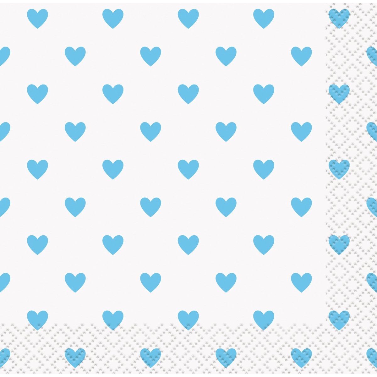 Blue Heart Baby Shower Small Beverage Napkins | Party Expert