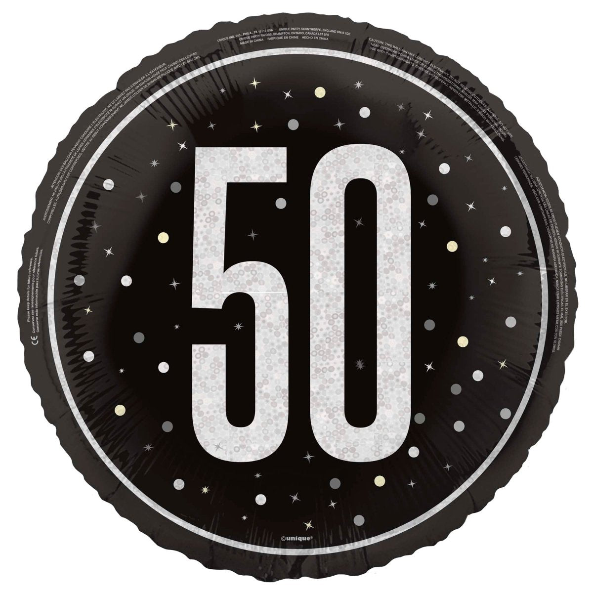 Black and Silver 50th Happy Birthday Foil Balloon | Party Supplies ...
