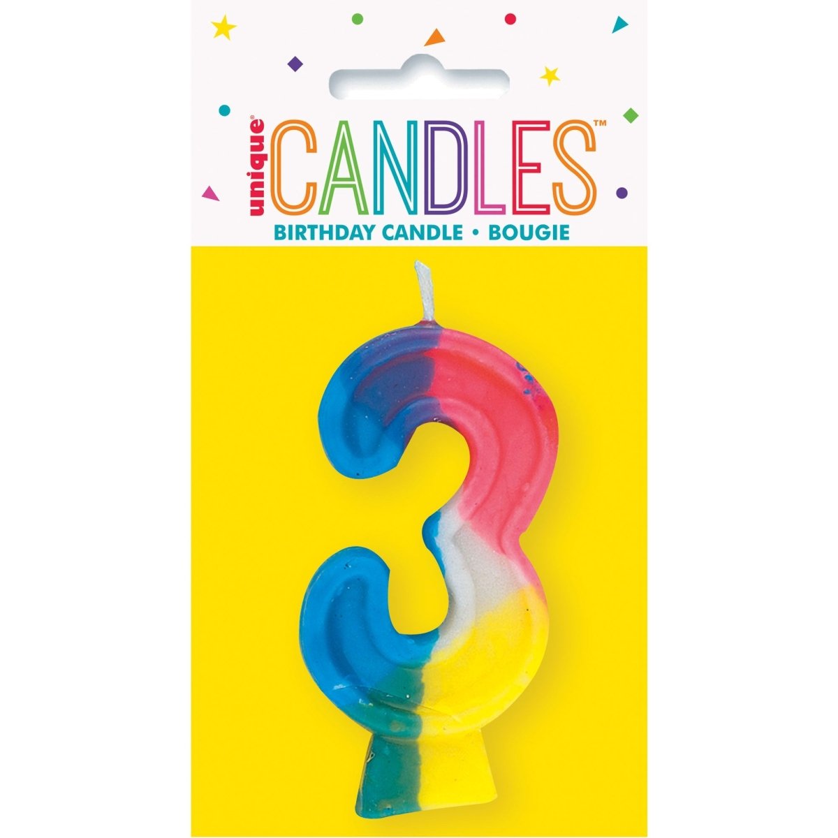 Rainbow Number 3 Birthday Candle | Party Expert