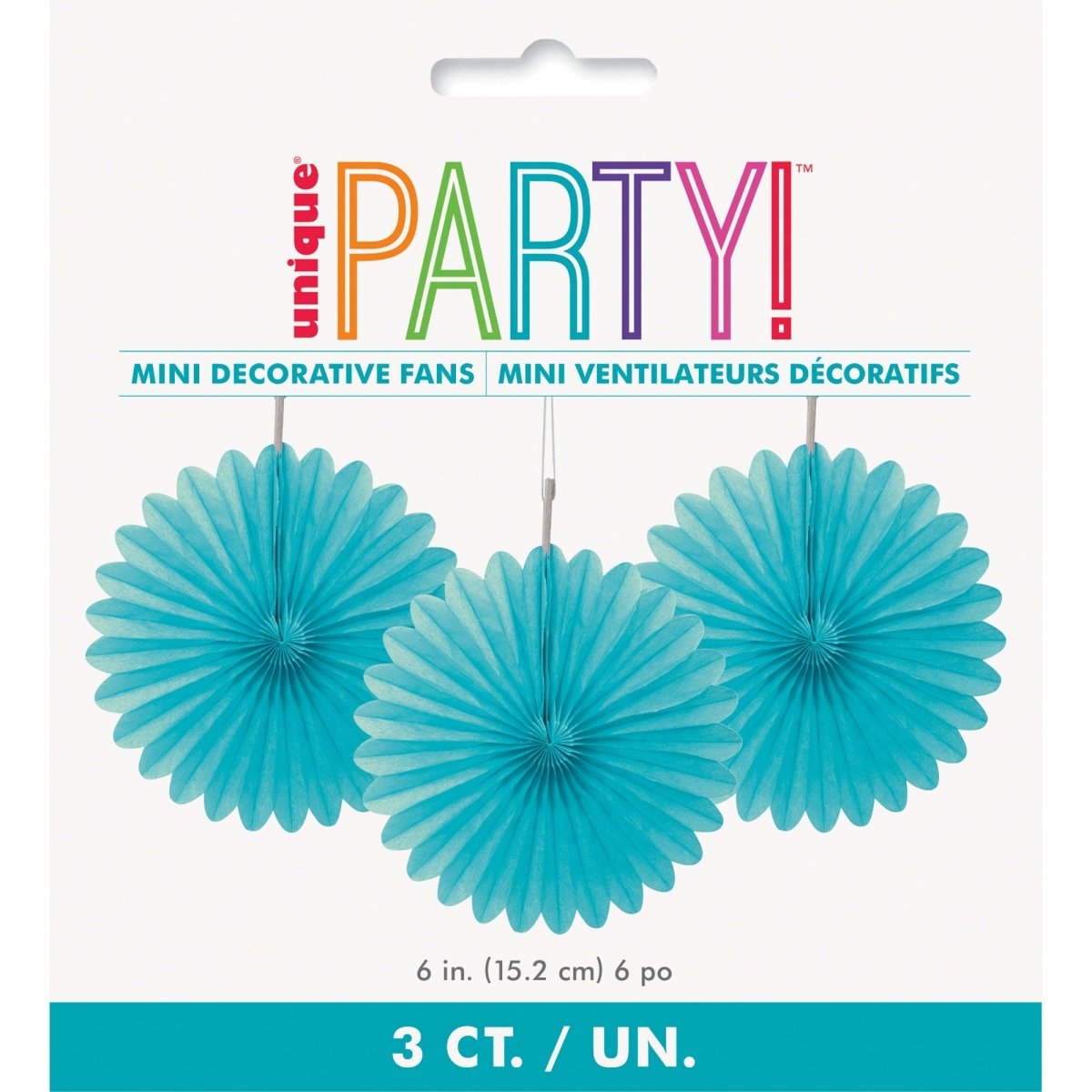 Caribbean Blue Decorative Paper Fans, 6 Inches | Party Expert